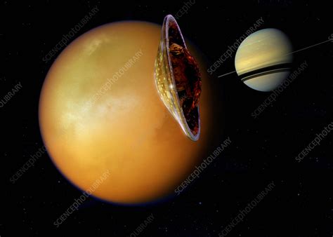 Huygens Probe Near Titan And Saturn Illustration Stock Image C059