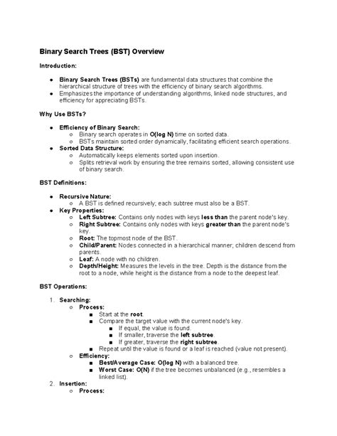 binary search trees bst overview binary search trees bst overview introduction binary