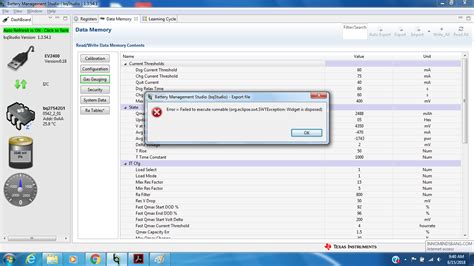 Bq27542 G1 Getting Error While Exporting Data Memory File Into System