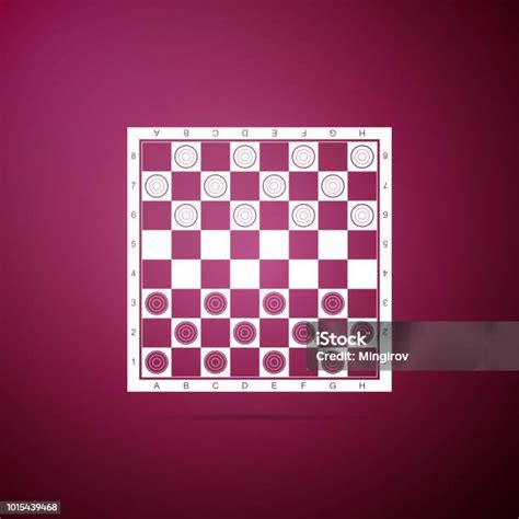 체커 아이콘 보라색 배경에 고립의 보드 게임 고 대 지적 보드 게임입니다 체스 보드입니다 흰색과 검은색 칩입니다 평면