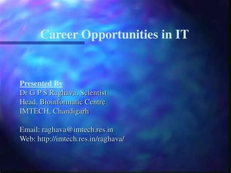Ppt Career Opportunities In It Presented By Dr G P S Raghava