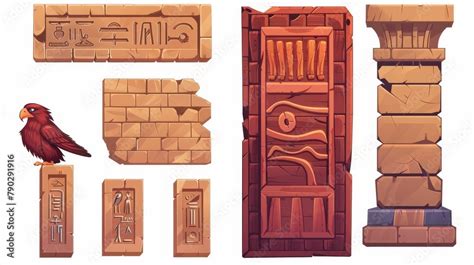 An Ancient Object For Recording Storing Information With Falcon Head And Egyptian Hieroglyphs