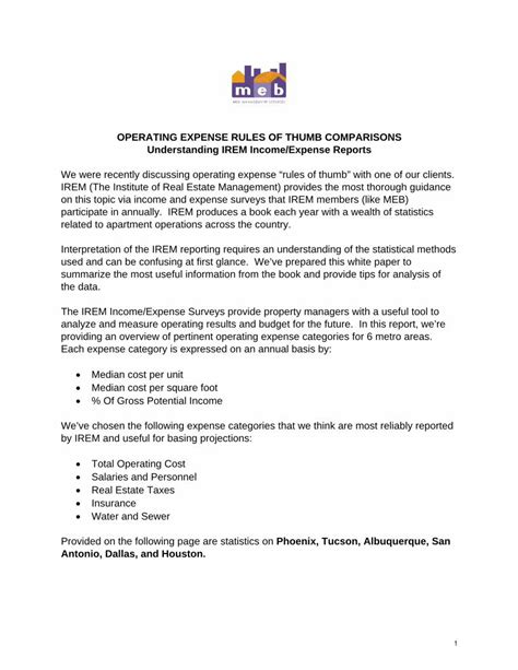 Pdf Operating Expense Rules Of Thumb · Pdf Fileoperating Expense