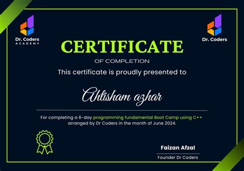 Completed C Boot Camp By Drcoders Muhammad Ahtisham Azhar Posted