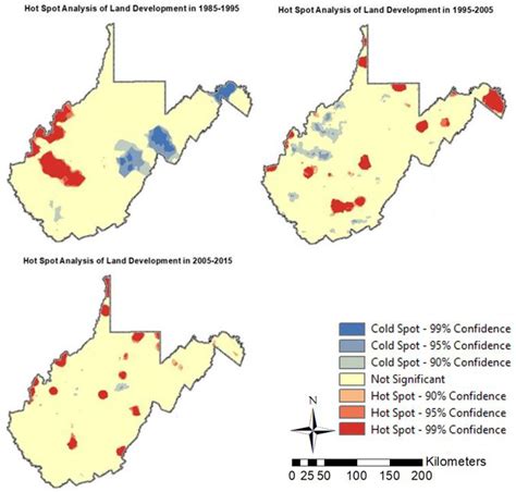 Hot Spot Analysis Of Land Development Per Decade Download Scientific