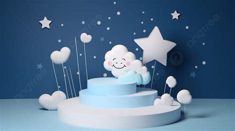 3d 렌더링 구름이 반짝이는 별과 명랑한 달이 있는 천상의 환경에서 제품 쇼케이스 연단 자장가 좋은 꿈 꿔 아기 달 배경 일러스트 및 사진 무료 다운로드 Pngtree