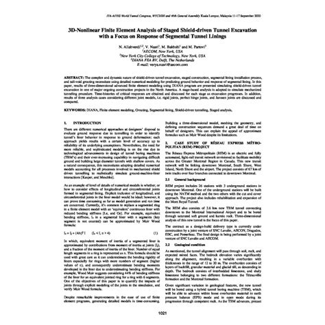 3d Nonlinear Finite Element Analysis Of Staged Shield Driven Tunnel Excavation With A Focus On