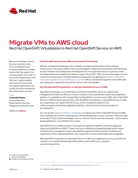 Migrate Virtual Machines To Aws Cloud With Red Hat Openshift Virtualization Aws The Modern