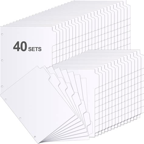 Fulmoon 320 Pieces 3 Ring Binder Dividers With Tabs 40 Sets 8 Tab Dividers For 3