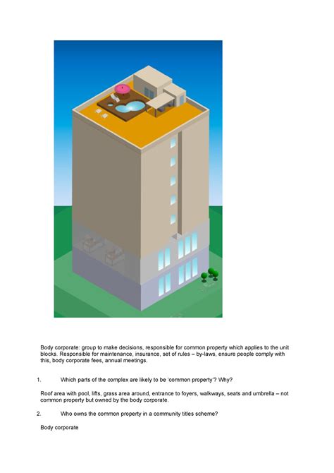 Wk 12 Tute Wk 12 Tute Body Corporate Group To Make Decisions Responsible For Common