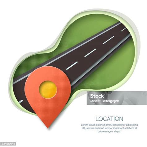 도 방식으로 위치 및 Gps 탐색 개념입니다 종이 절연 하는 벡터 일러스트 레이 션의 중간점 표식 핀 지도 기호를 잘라 3차원 형태에 대한 스톡 벡터 아트 및 기타 이미지
