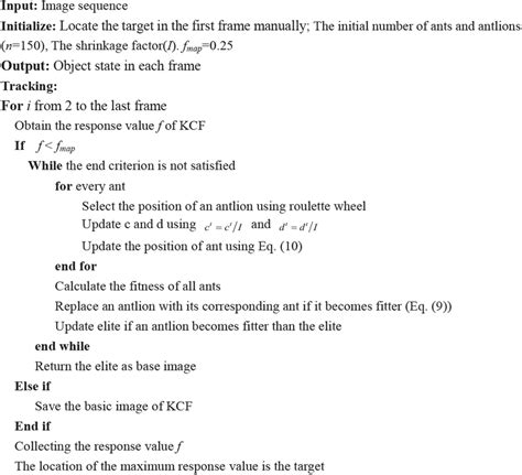 Algorithm 1 Pseudo‐code Of The Alokcf Tracker Download Scientific Diagram