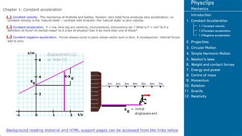 Physclips Constant Acceleration