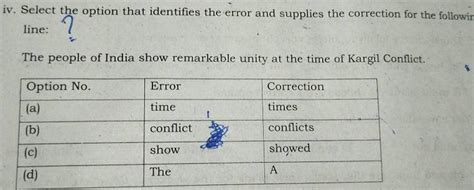 Iv Select The Option That Identifies The Error And Supplies The Correcti