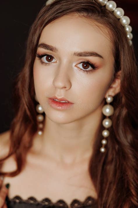 A Woman With Long Brown Hair Stock Image Image Of Face Female 316372037