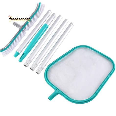 เครื่องมือทำความสะอาดสระว่ายน้ำพร้อมตาข่ายตื้น ใบสกิมเมอร์ เสาปรับระดับ แปรงขัด และอุปกรณ์ทำความ