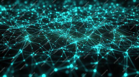 Abstract Blue And Green Network Connection Background Technology Ai Big Data Digital Futuristic