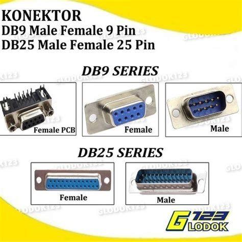 Jual Konektor Db9 Db25 Db 9 25 Pin Male Female Pcb Socket Rs232 Serial Port Db25 Female