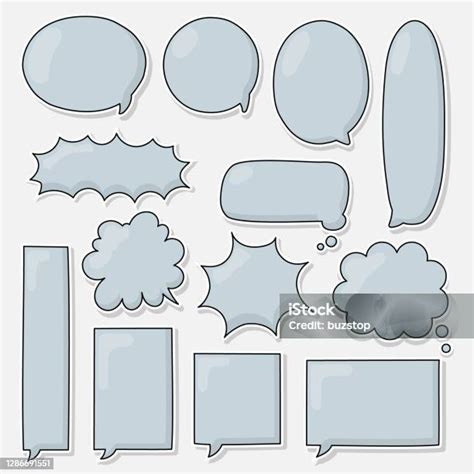 손 그리기 프레임 테두리 빈 음성 거품 풍선 파란색 생각 말하기 이야기 텍스트 상자 배너의 컬렉션 세트 0명에 대한 스톡 벡터 아트 및 기타 이미지 Istock
