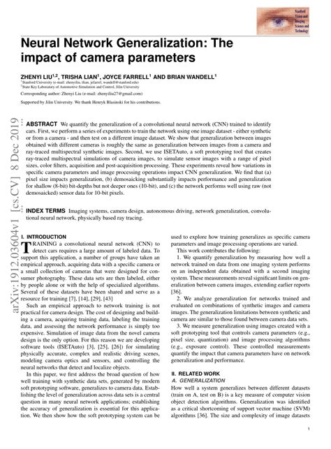 Pdf Neural Network Generalization The Impact Of Camera Parameters