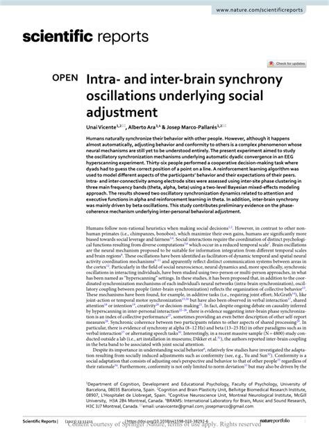 Pdf Intra And Inter Brain Synchrony Oscillations Underlying Social