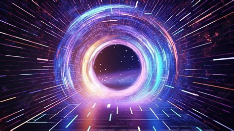 3d 우주 터널 배경에서 빛나는 네온 불빛과 생생한 입자로 매혹적인 미래 Vfx를 경험해 보세요 불빛 배경 우주 배경 미래 공간 배경 이미지 Hd 불빛 우주 미래