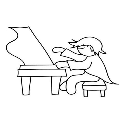 弹钢琴的简笔画男生 天马图吧