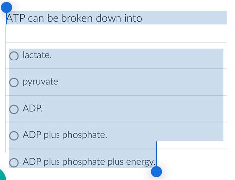 Solved Atp Can Be Broken Down Intolactatepyruvateadpadp