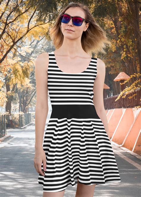Black And White Horizontal Striped Dress