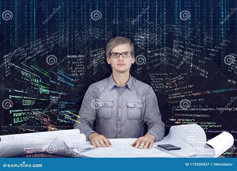 programmer workplace data encryption security code on a computer display programmer typing new