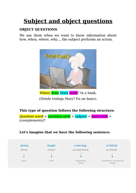 Question Forms Object Subject Questions Subject And Object