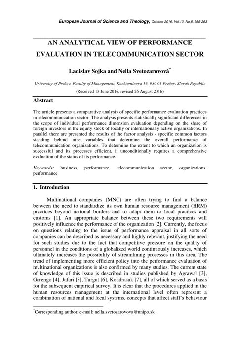 Pdf An Analytical View Of Performance Evaluation In Telecommunication Sector