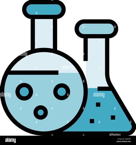Medical Lab Flask Icon Outline Vector Chemistry Test Tube Laboratory Equipment Color Flat