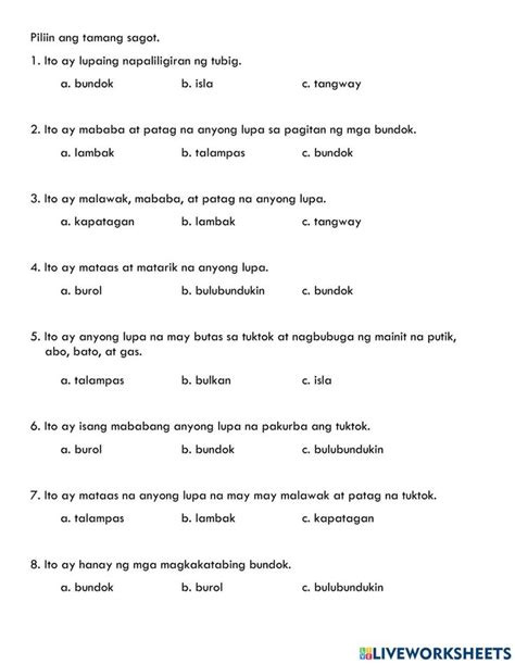 Anyong Lupa Interactive Worksheet Prayer Before Exam Anyong Lupa At Anyong Tubig Worksheet