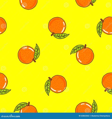 Seamless Vector Pattern Of Oranges Stock Vector Illustration Of Pattern Leaf 63863502