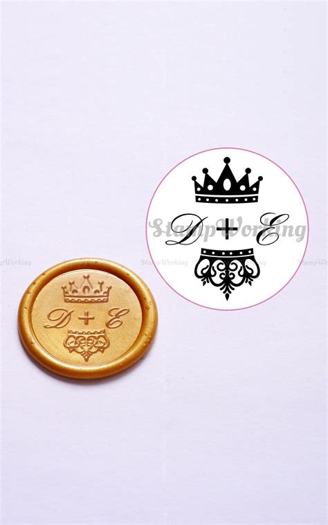 King And Queen Crown With Initial Wax Seal Stamp Custom Etsy
