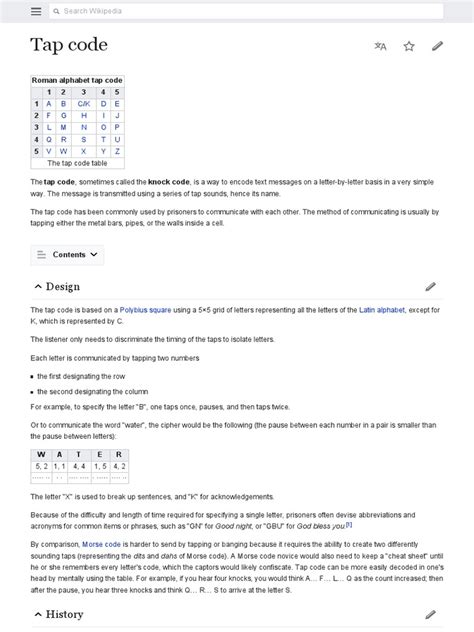 Tap Code Encodings Written Communication