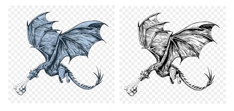 Premium Vector Flying Dragon Illustration Black Ink Vector Sketch Drawing