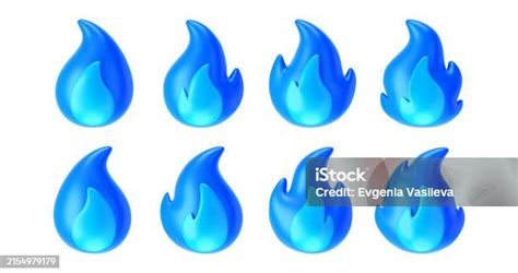 3d 파란색 가스 또는 화재 불꽃 아이콘은 흰색 배경에 고립되어 있습니다 불 이모티콘 가스 버너 에너지 및 전력 개념의