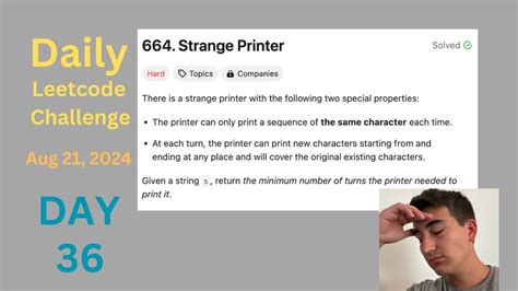 Daily Leetcode Challenge Day 36 Strange Printer Youtube