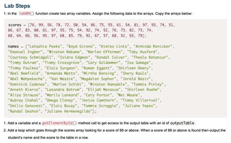 Solved Lab Steps In The Lab Function Create Two Array Chegg Com