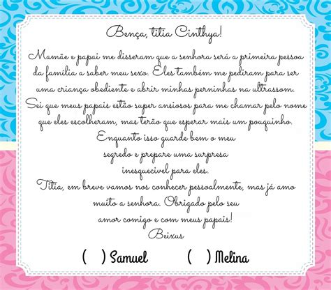 Carta Revelação Emoções Inesquecíveis Do Bebê Ao Papai Um Tesouro
