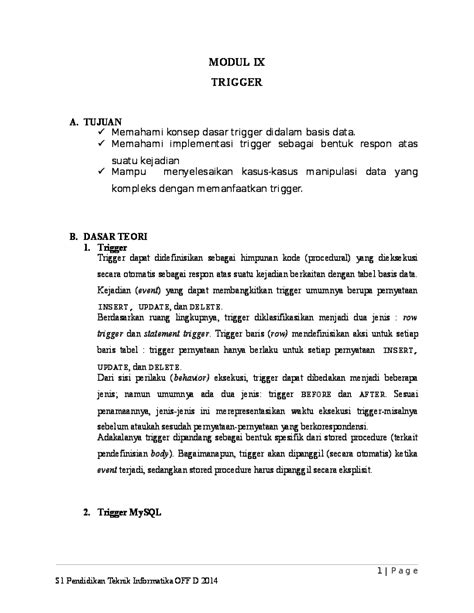 Laporan Trigger Basis Data