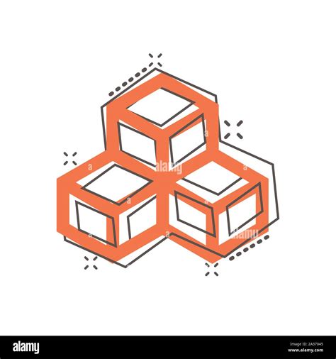 vector cartoon blockchain technology icon in comic style cryptography