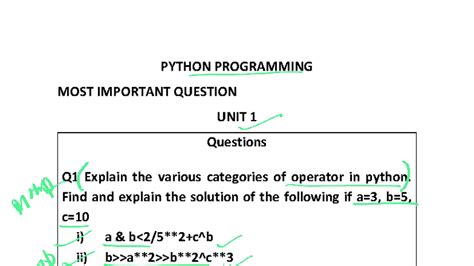 Python Programming Important Questions Unit 1 5 Studocu