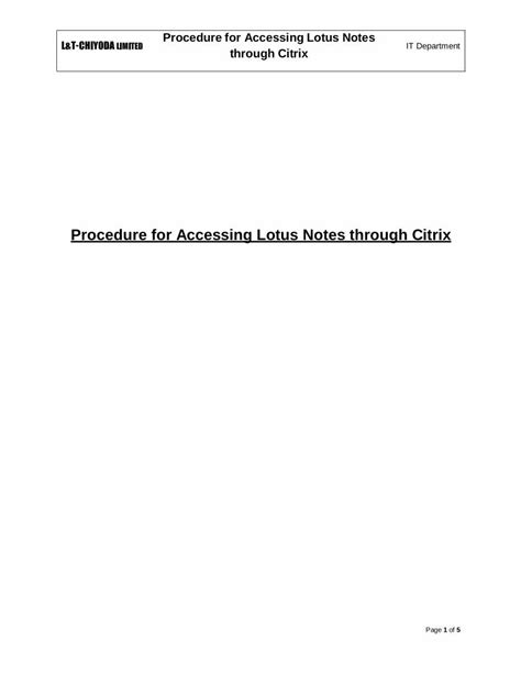 Pdf Procedure For Accessing Lotus Notes Through Citrixanywhere