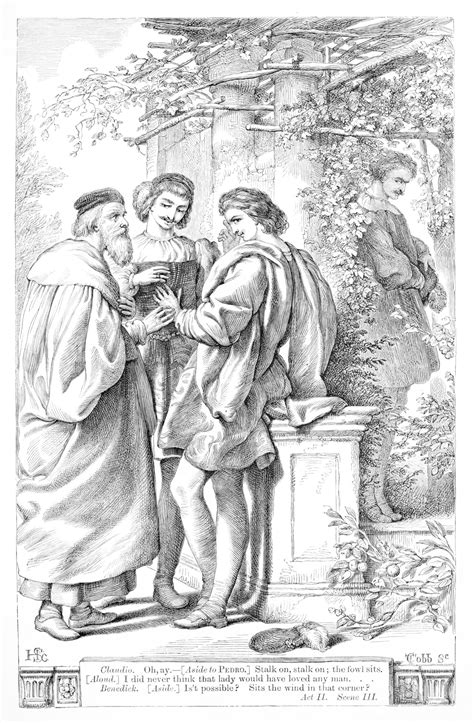 Benedick Listens In Victorian Illustrated Shakespeare Archive