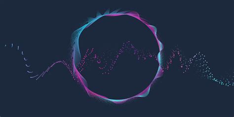 인공 지능 배경 원의 빛과 유기적 형태의 추상적인 물결 모양의 스펙트럼 다채로운 3차원 공간에서 혁신 움직임 및 에너지의 현대 디지털 흐름 음파에 대한 스톡 벡터 아트 및