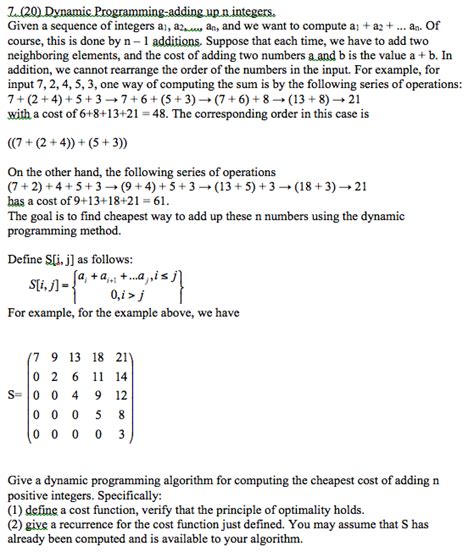 Dynamic Programming Adding Up N Integers Computer Science Stack