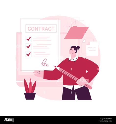 Electronic Contract Abstract Concept Vector Illustration E Commerce Business Documents Digital